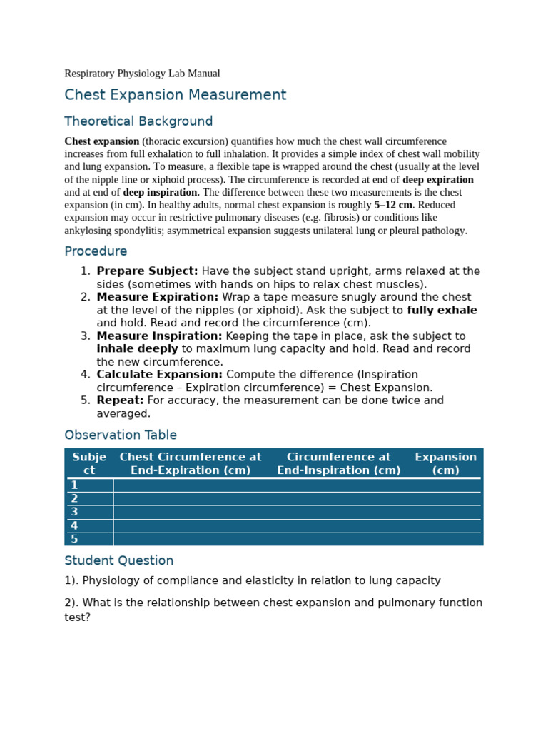 Chest Expansion Measurement Guide | PDF