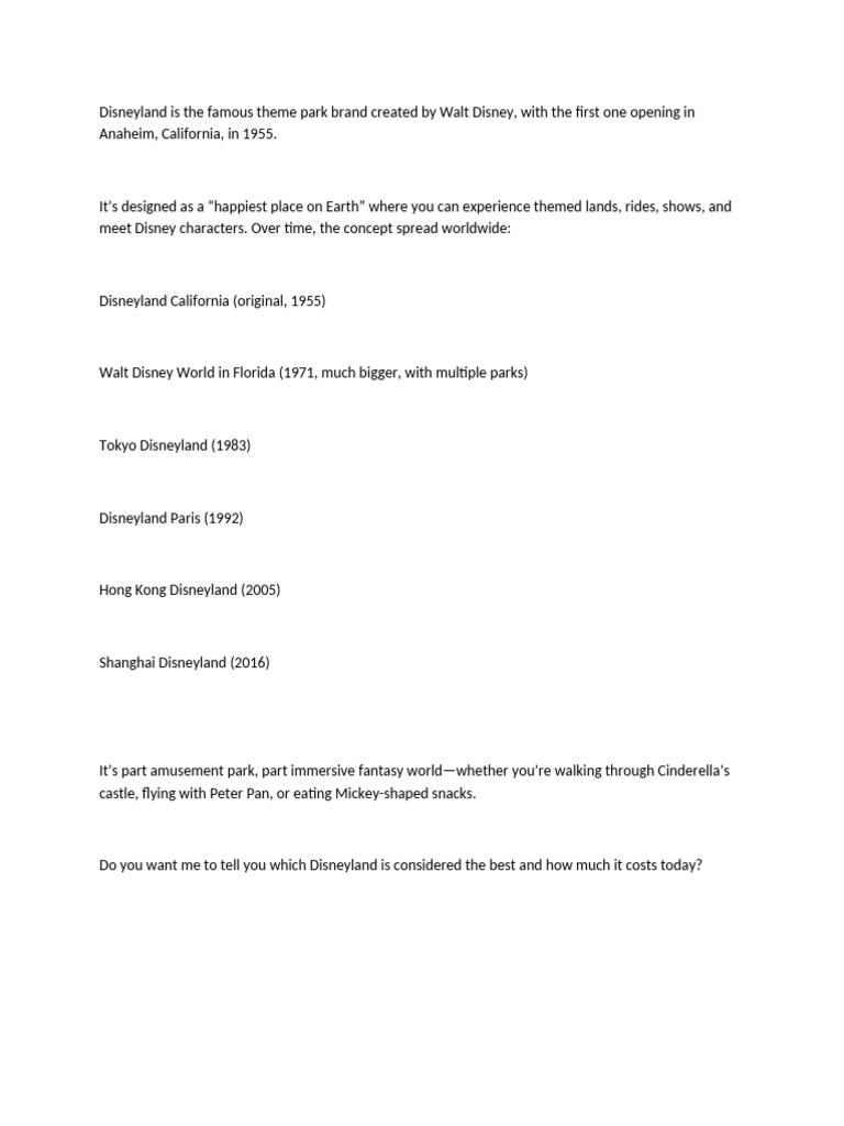 Overview of Disneyland Theme Parks | PDF
