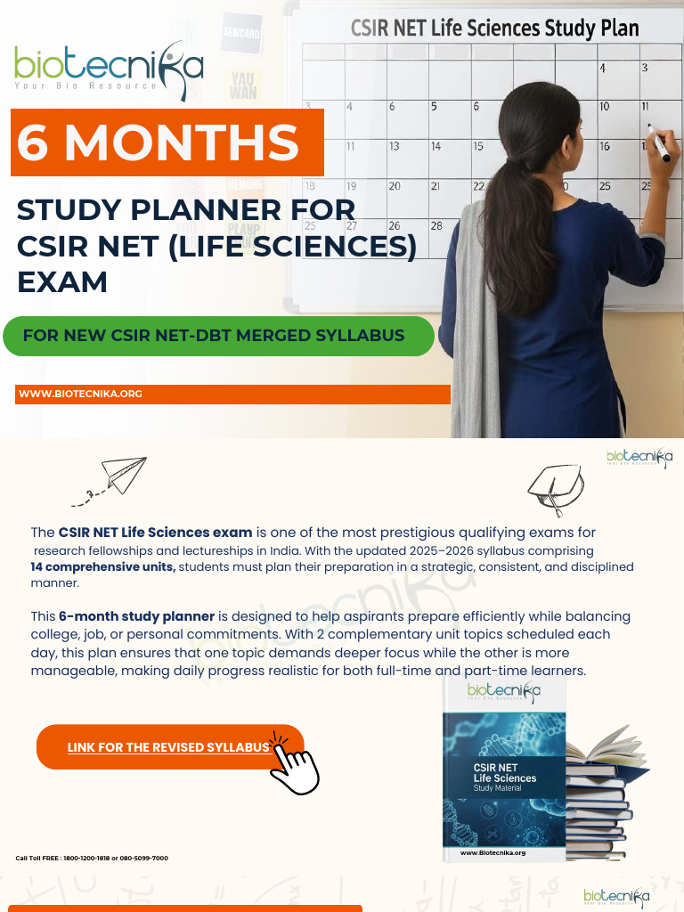 CSIR NET Life Sciences 6-Month Study Plan | PDF | Metabolism ...