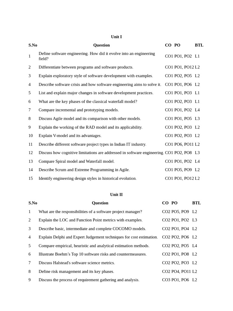 Key Software Engineering Questions | PDF | Agile Software Development ...