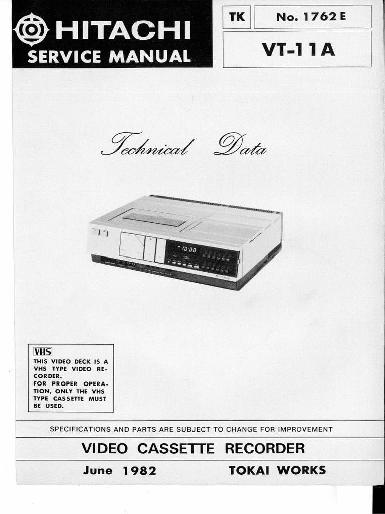 Hitachi Vt-11a Same As Rca Vjt-250 VCR SM | PDF