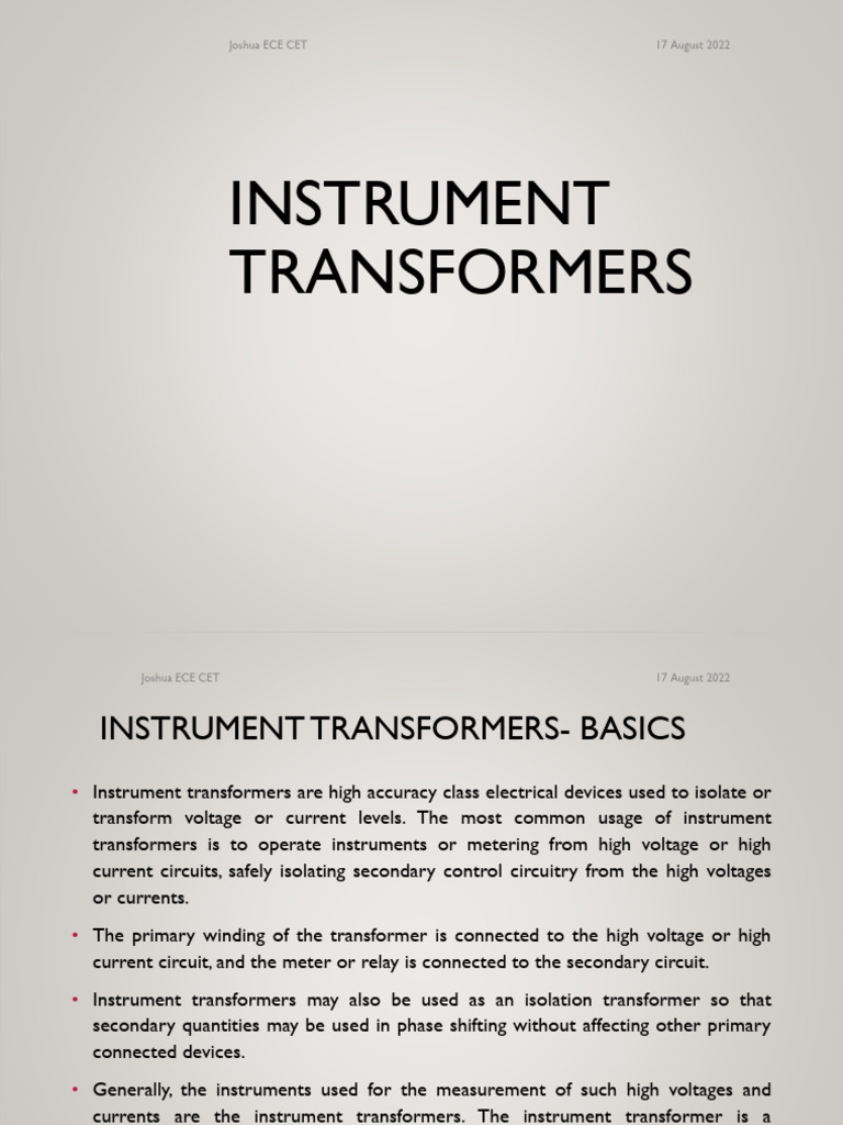 Module 5 Note 7 - Instrument Transformers AET206 | PDF | Transformer | Physical Quantities