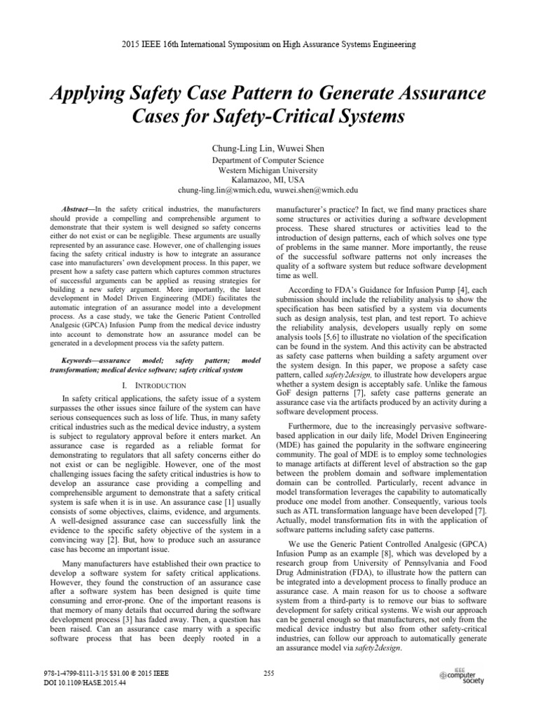 Applying Safety Case Pattern To Generate Assurance Cases For Safety-Critical Systems | PDF ...