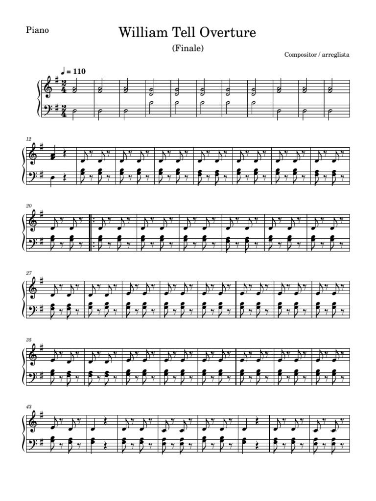 William Tell Overture Piano Sheet | PDF