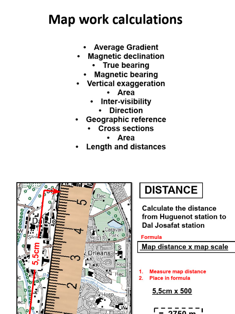 Map Work Calculation Revision 2021.Pptx (2) | PDF | Slope | Compass
