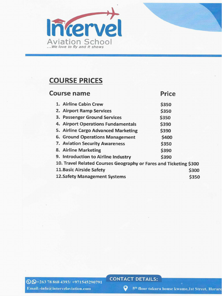 Aviation Course List - 0001 | PDF
