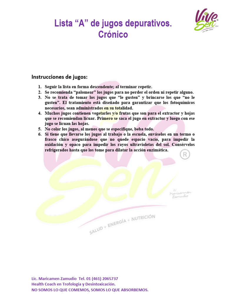 Lista A de Jugos Depurativos | PDF | Vegetales | Hoja