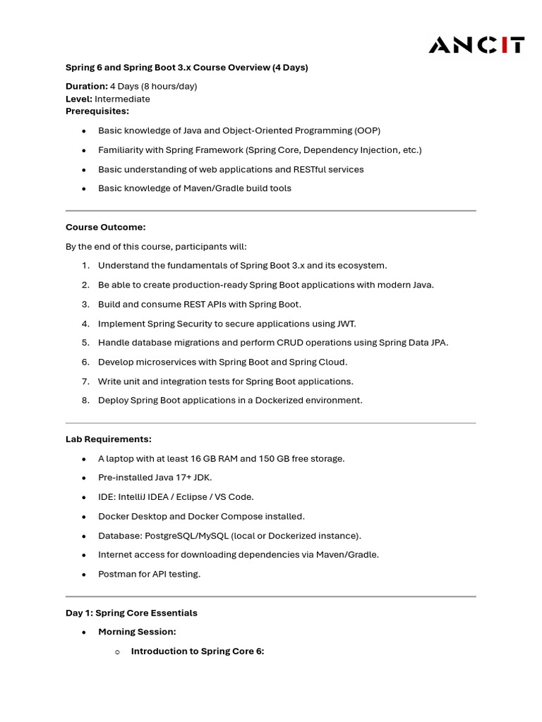 SpringAndSpringboot 4days Bosch (Updated) | PDF | Spring Framework | Databases