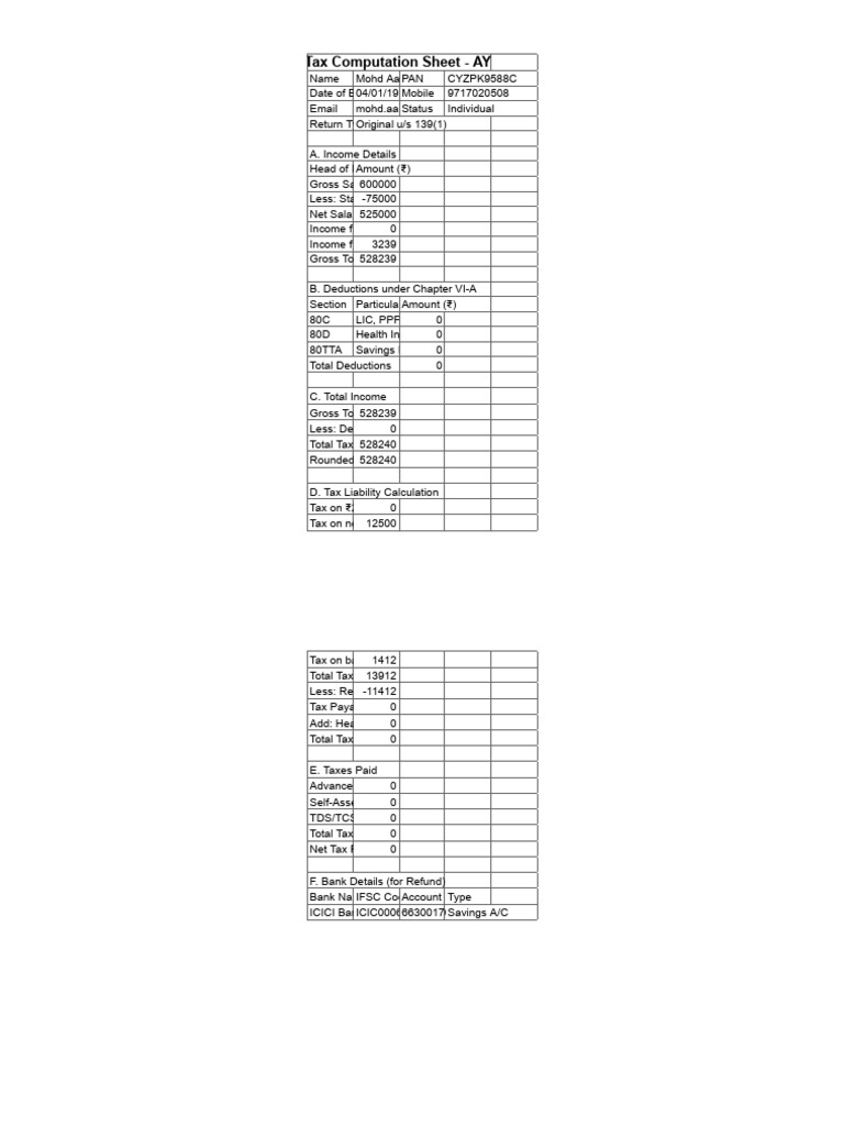 Final ITR Computation Aakib | PDF