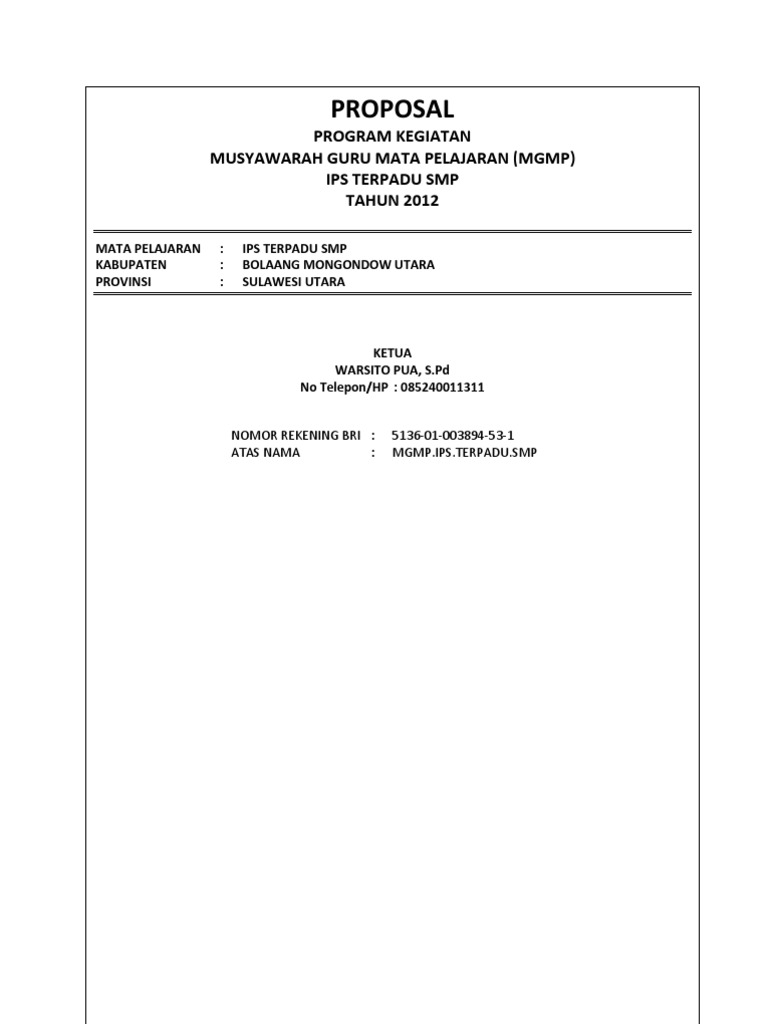 Proposal MGMP Ips | PDF | Kesehatan Holistik