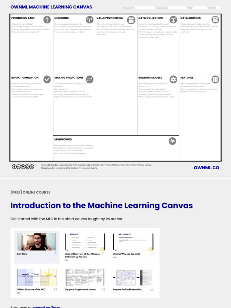 5.2.1 Machine Learning Canvas (v1.2) - en | PDF | Machine Learning ...