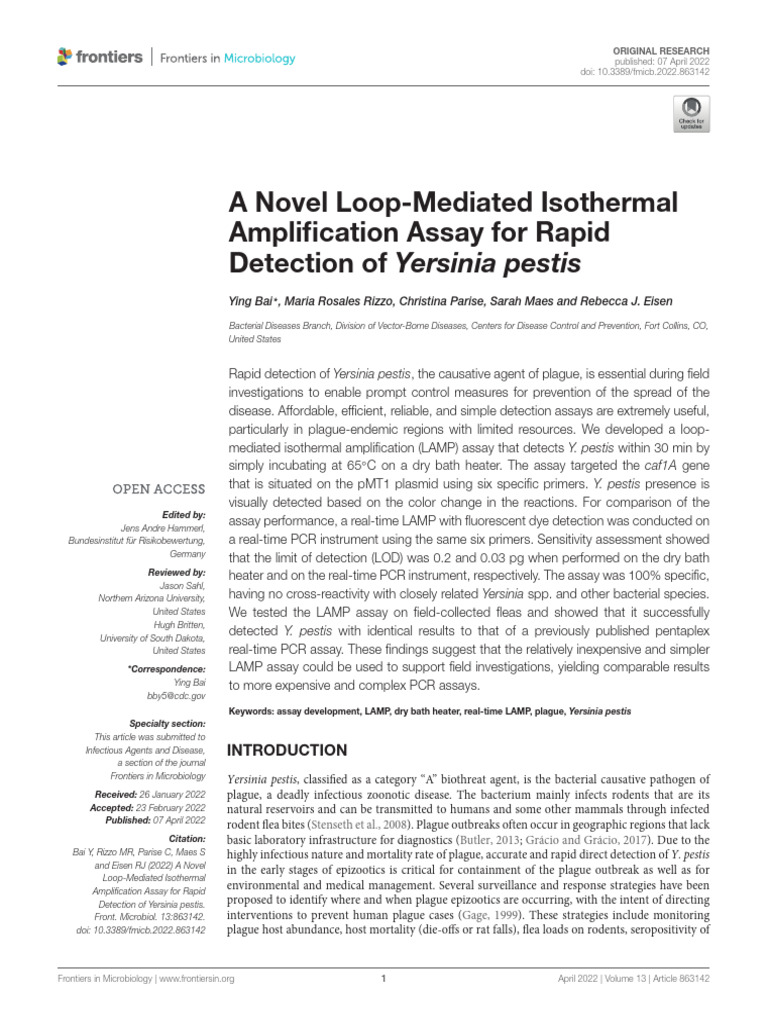 A Novel Loop-Mediated Isothermal Amplification Assay for Rapid ...