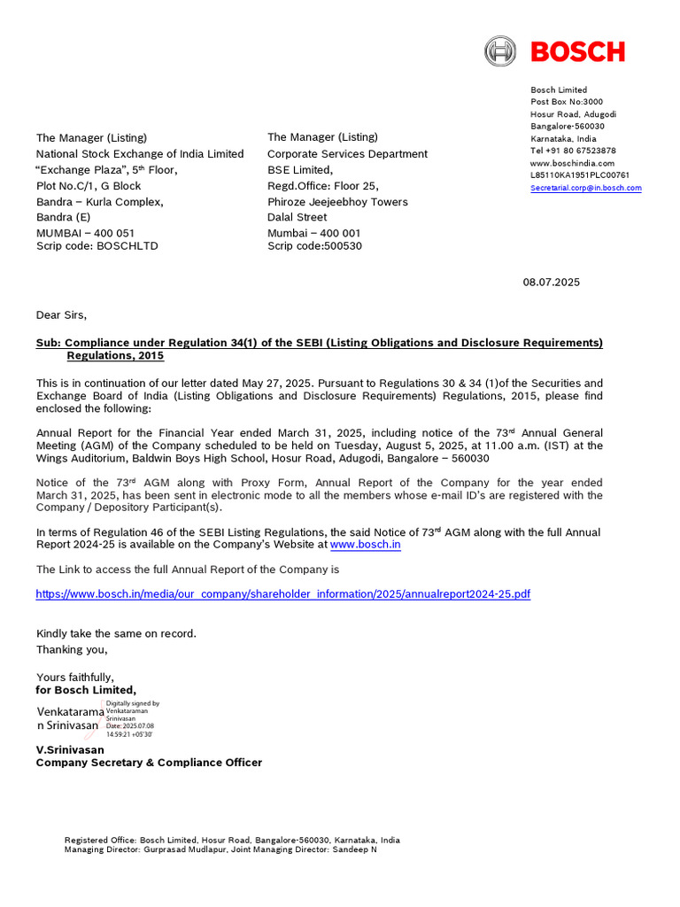 BOSH Annual Report 2025 | PDF | Innovation | Business