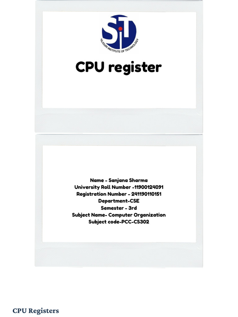 Understanding CPU Registers and Their Roles | PDF | Central Processing ...