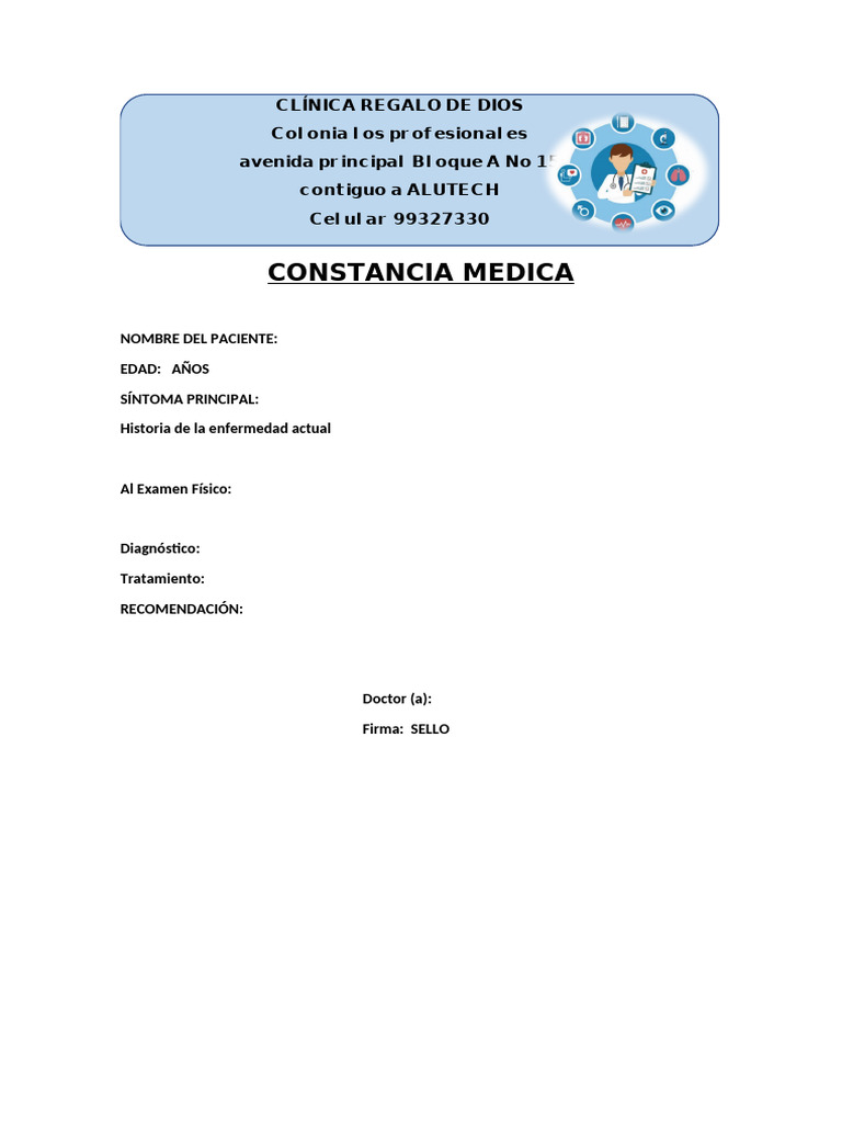 Constancia Médica de Salud | PDF