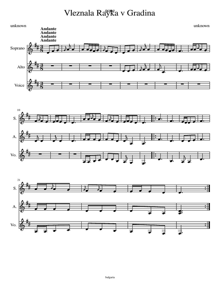 Vleznala Rayka V Gradina Orchestral Version | PDF | Música vocal ...
