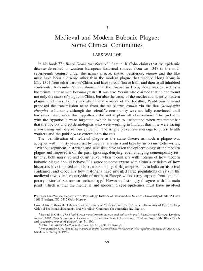 Medieval and Modern Bubonic Plague - Some Clinical Continuities | PDF ...