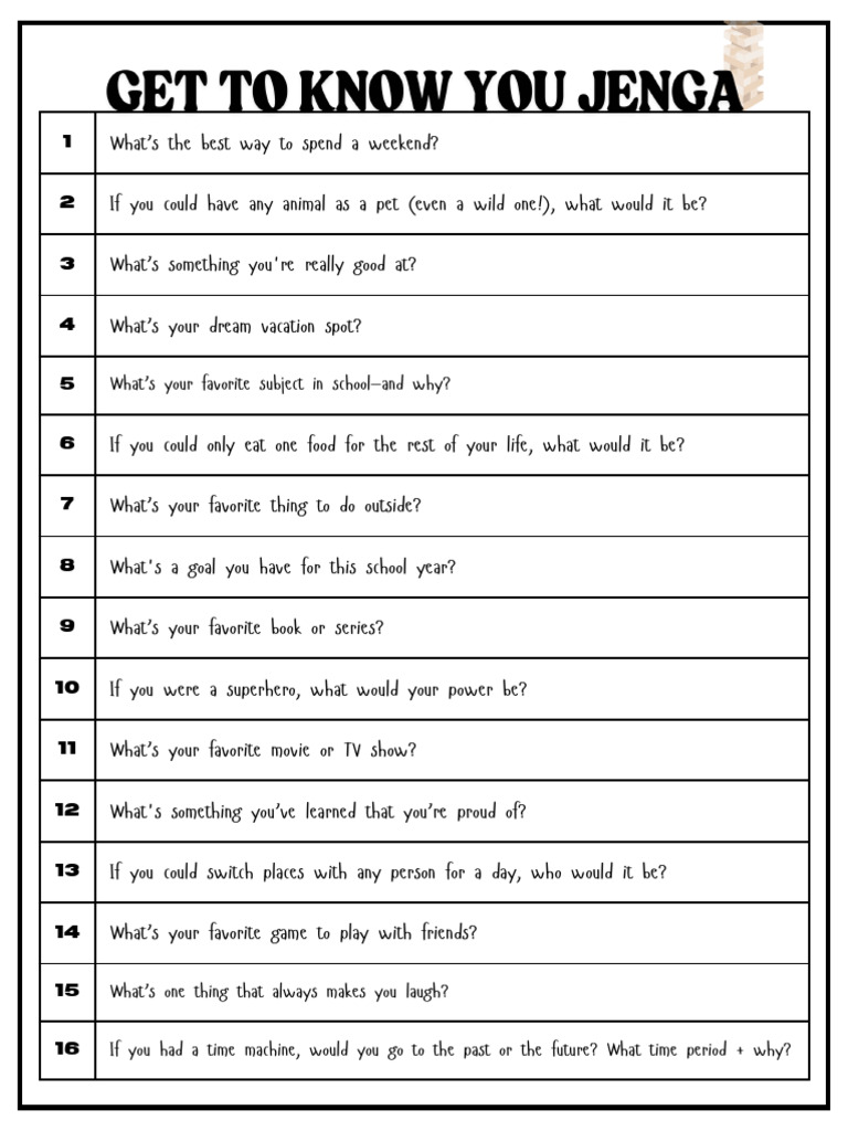 Review Skills Jenga Game | PDF