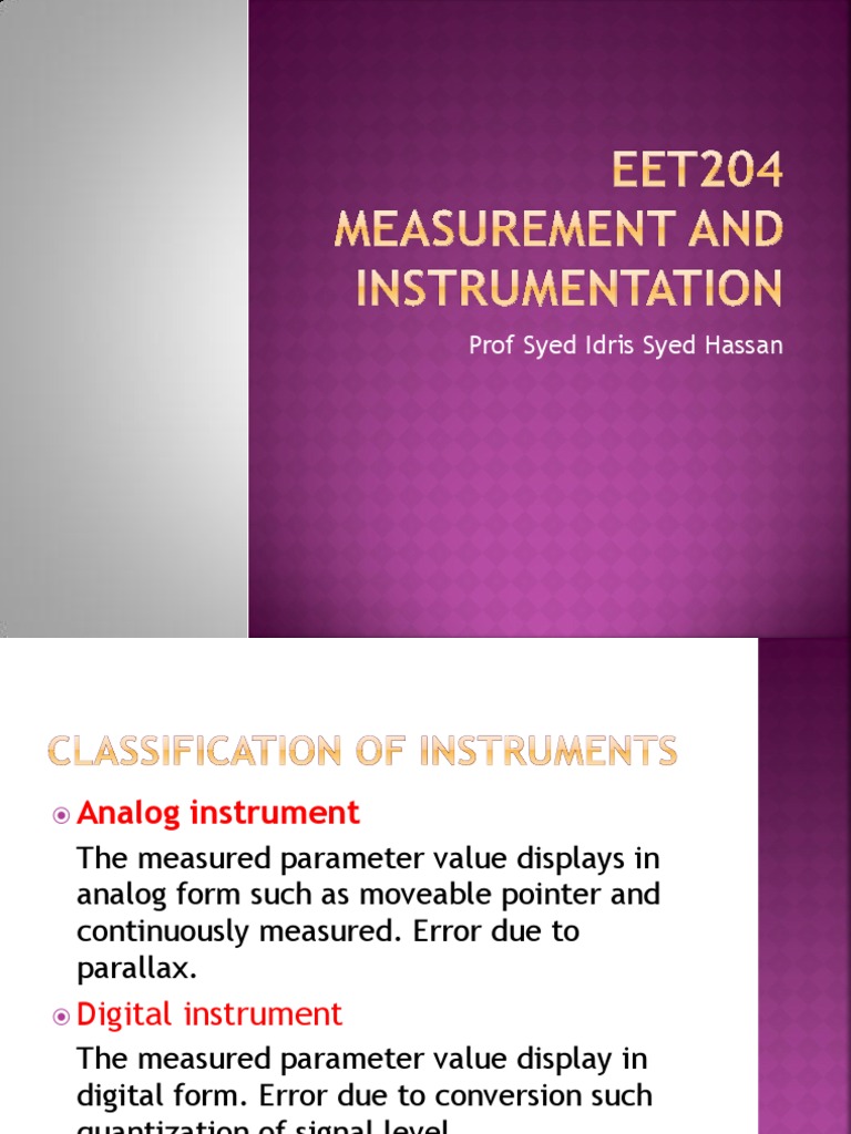 CHAPTER 1 - Basic Concepts of Instrumentation and Measurement | PDF ...