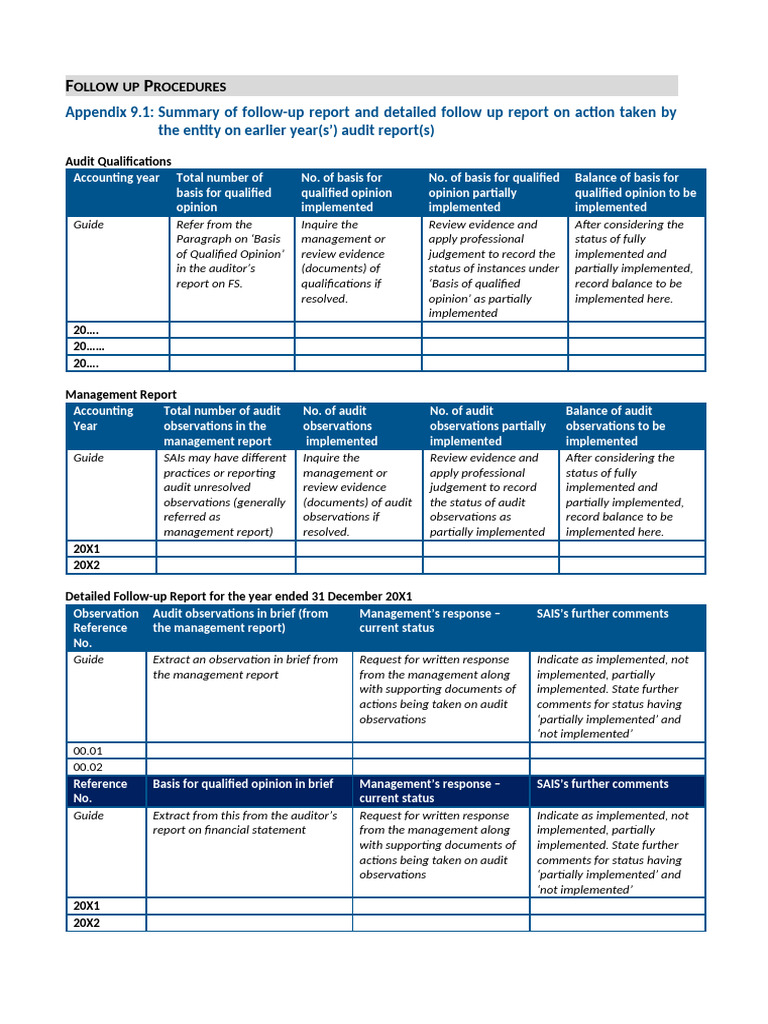 Follow-Up Procedures for Audit Reports | PDF | Audit | Accounting
