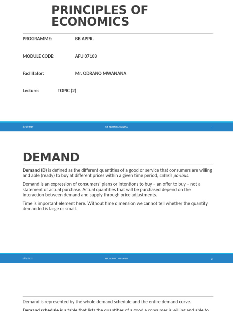 Topic 2 The Theory of Demand-1 | PDF | Demand | Demand Curve