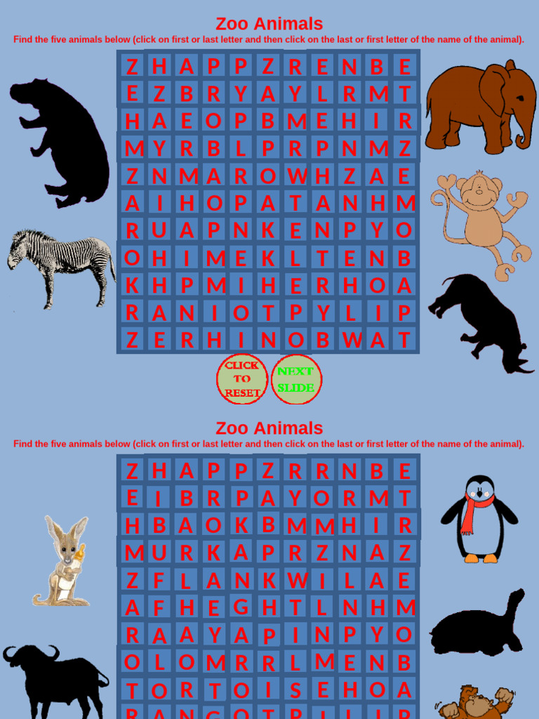 Zoo Animal Word Search Part 1 Fun Activities Games Games Oneonone ...