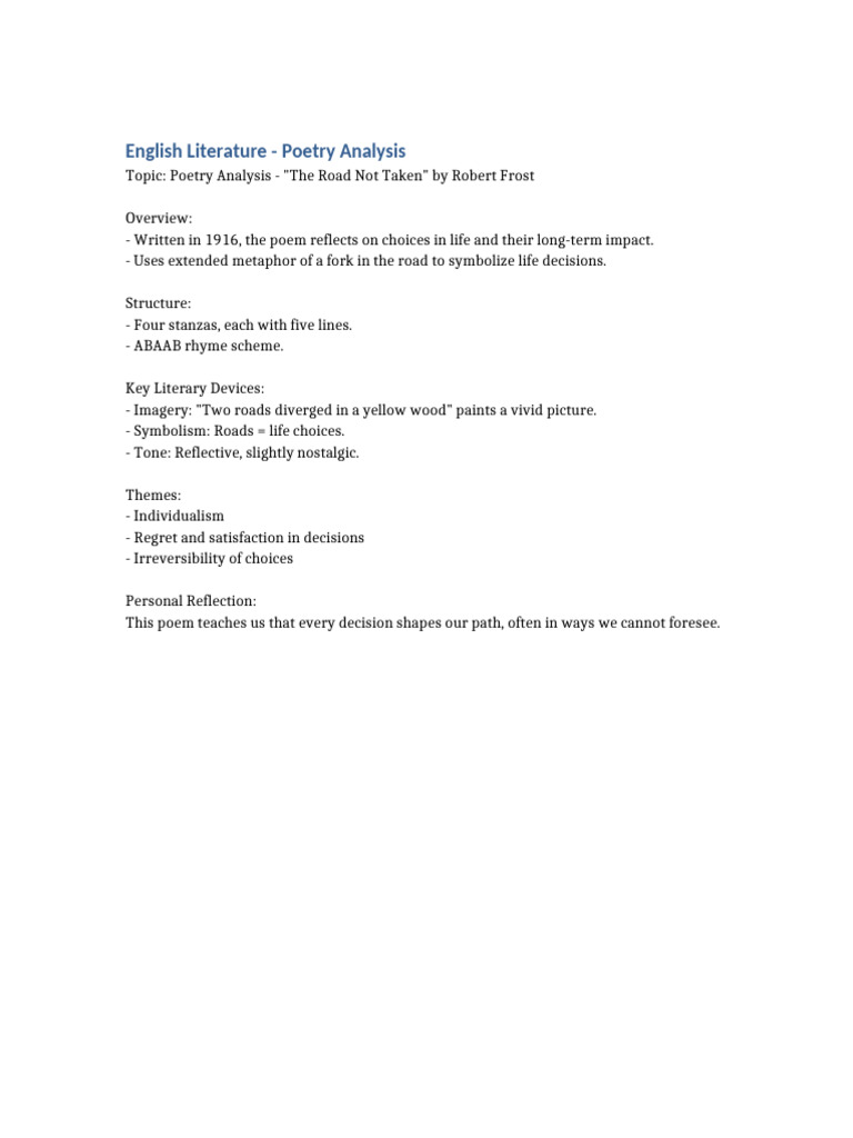English Literature - Poetry Analysis | PDF