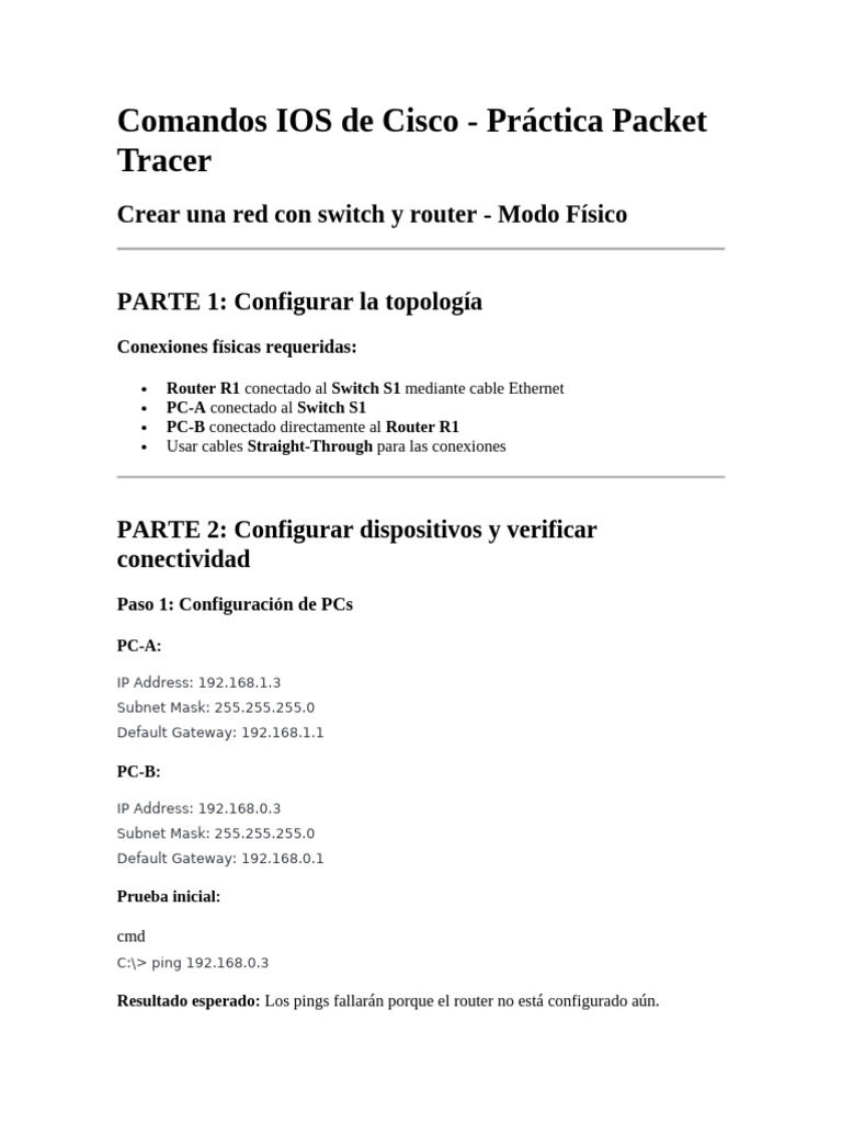 Guia Completa Comandos de IOS CISCO Practica Núm. 3 | PDF | Enrutador ...