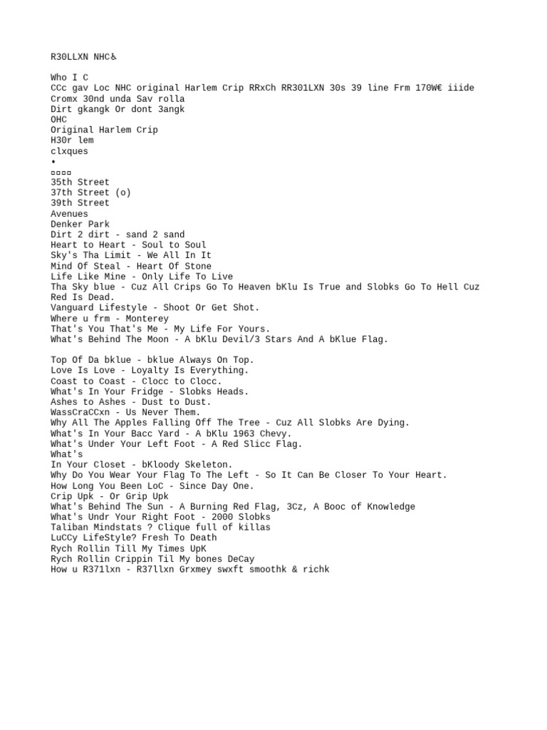 Harlem Rollin 30s Crip Culture Guide | PDF