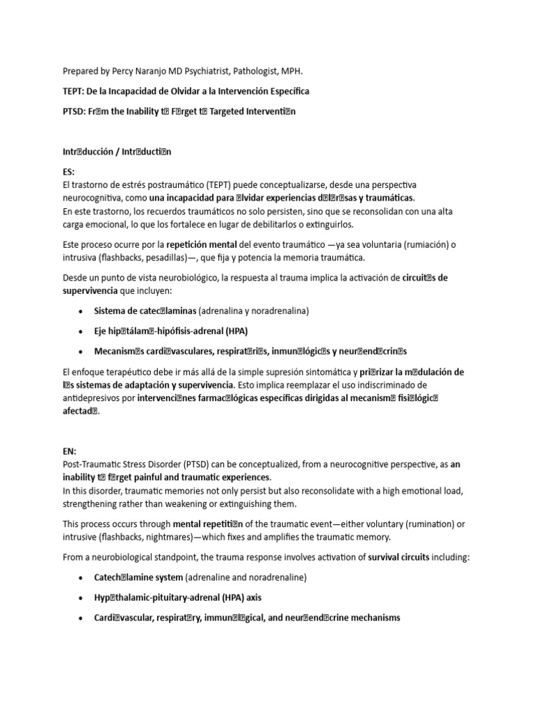 TEPT/PTSD | PDF | Trauma psicólogico | Estrés (biología)