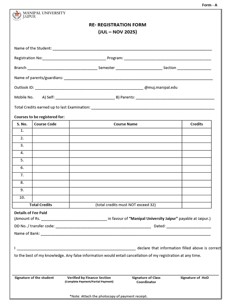 Re - Registration Form | PDF
