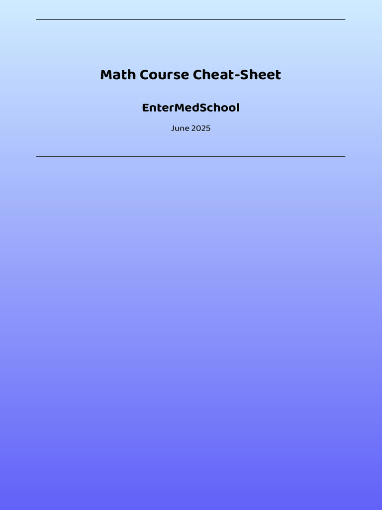 Math Cheatsheet June2025 Ver0 | PDF | Factorization | Area