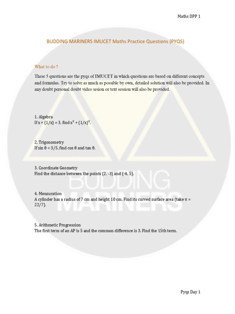 Maths Pyqs 1 | PDF