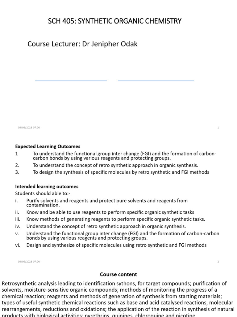 SCH 405 Yr 23 Lecture 1 A | PDF | Ketone | Acid Dissociation Constant