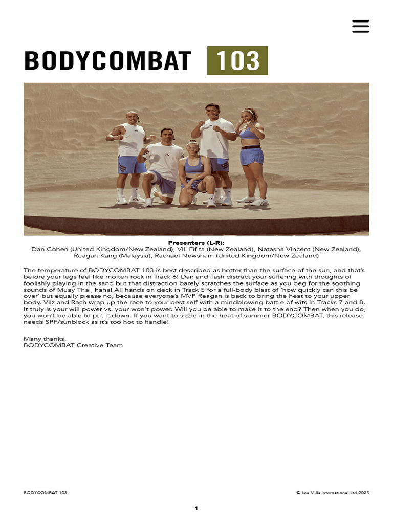 BODYCOMBAT 103 Overview and Tracklist | PDF | Musculoskeletal System ...