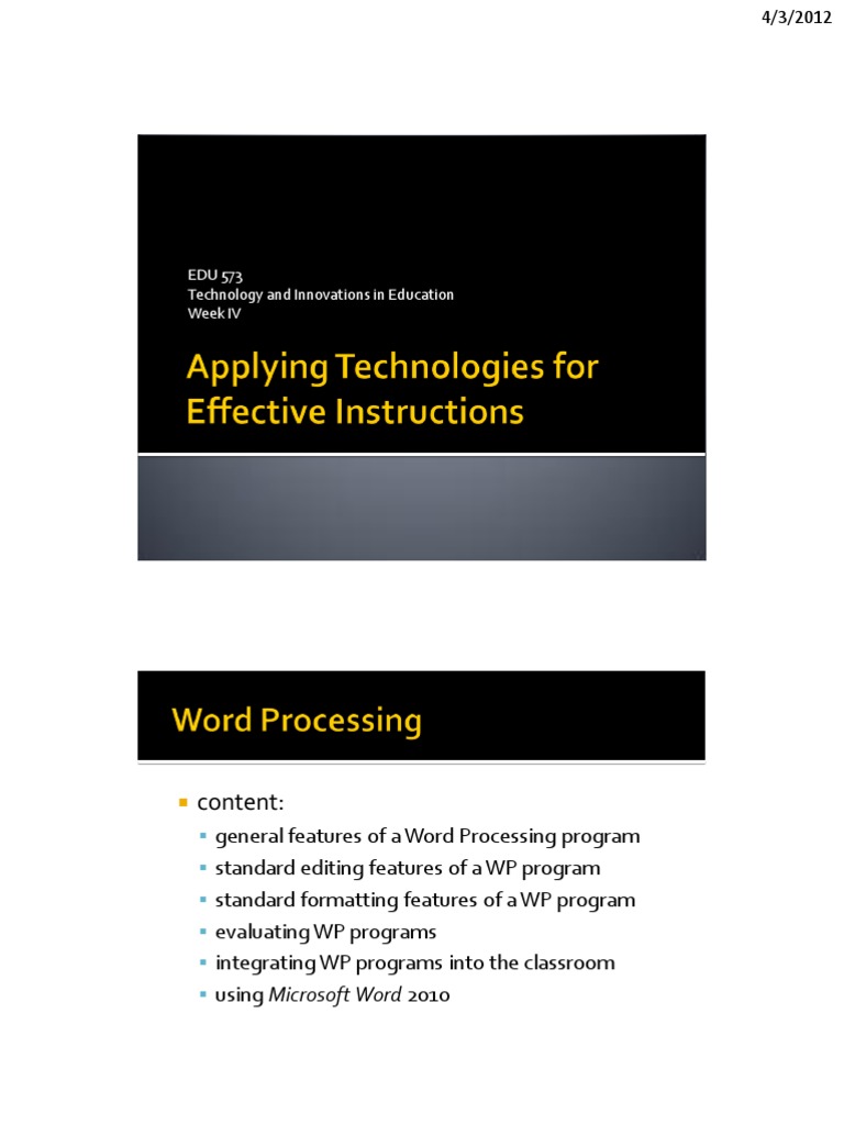 Chapter 4-Word Proccessing | PDF | Word Processor | Microsoft Word