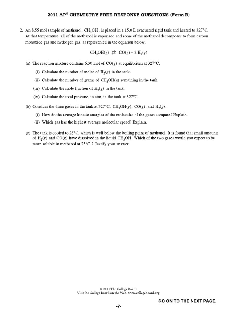 2011 AP Chem FRQ Gases | PDF