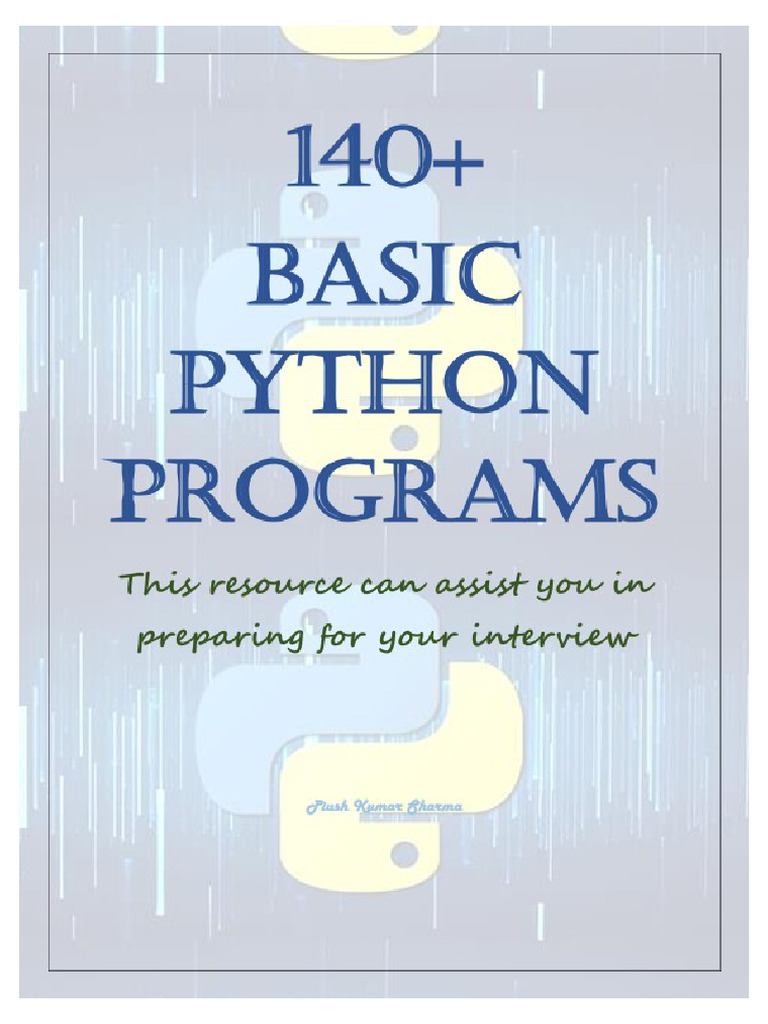 140 Basic Python Programs | PDF