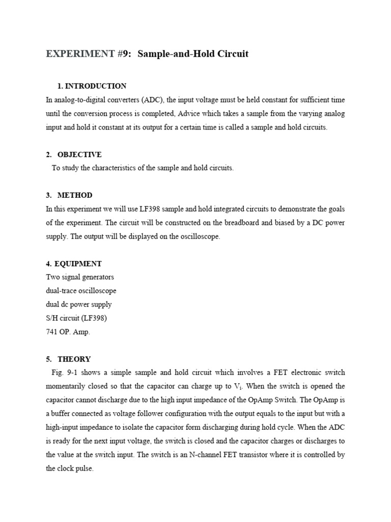 LF398 Sample-and-Hold Circuit Experiment | PDF | Operational Amplifier ...