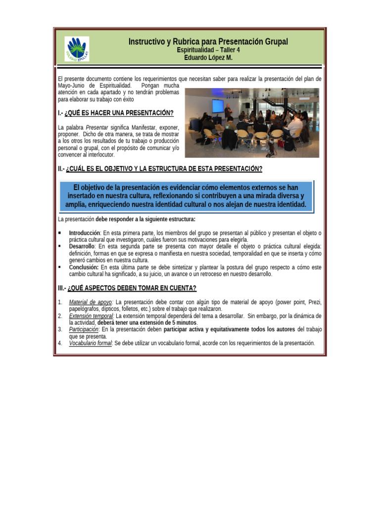 Instrucciones para Presentación Grupal | PDF
