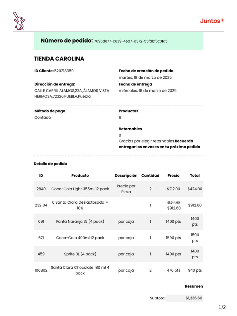 Order | PDF | Coca Cola | Refresco