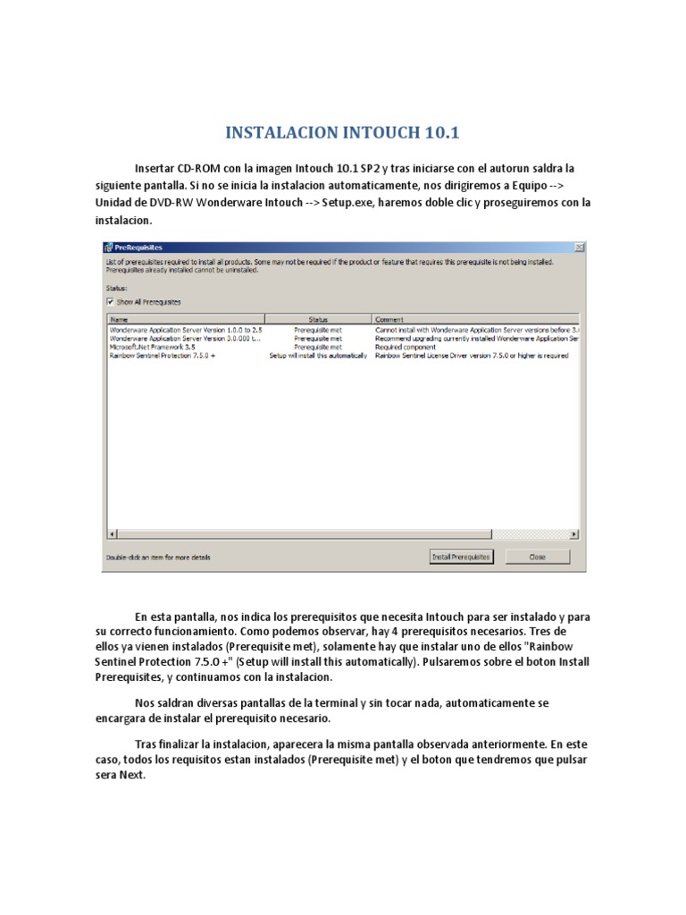 Instalacion Intouch 10.1SP2 Windows 7 | PDF | Arquitectura de Computadores | Software del sistema