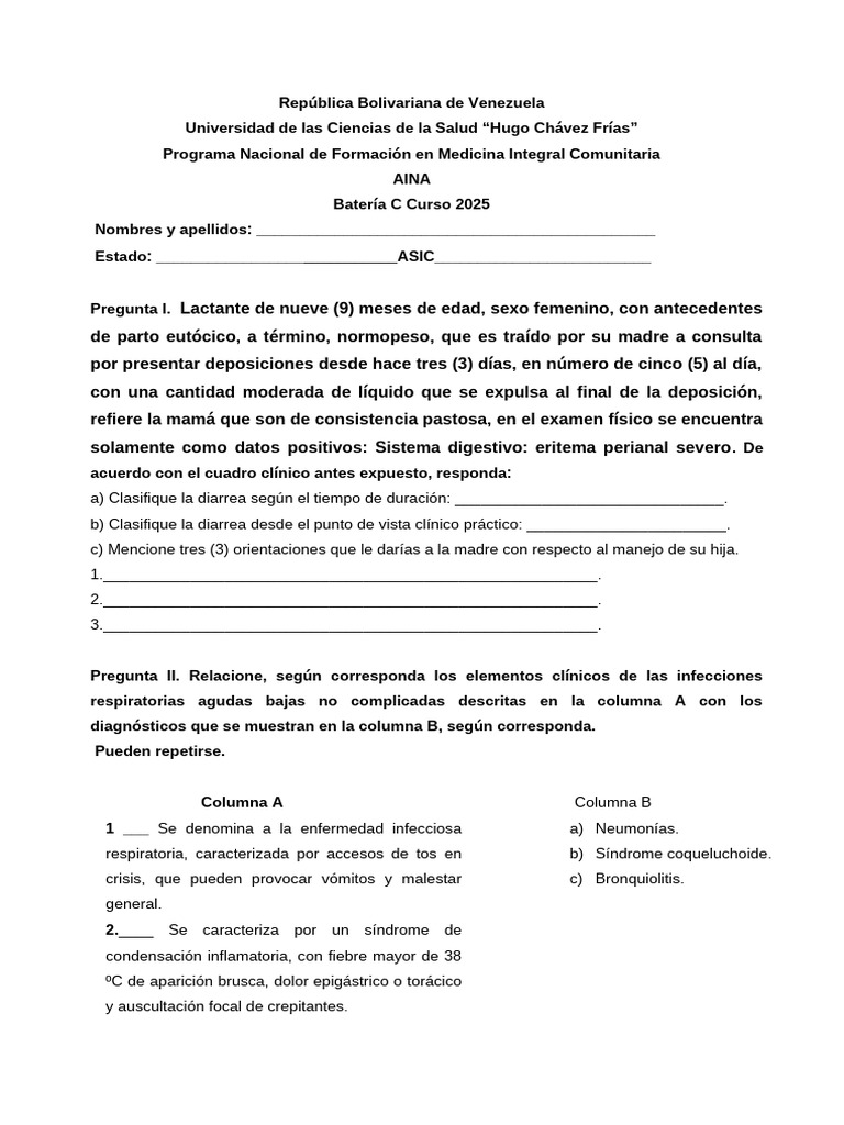 Examen Primera Reparacion de AINA | PDF | Amamantamiento | Especialidades Medicas