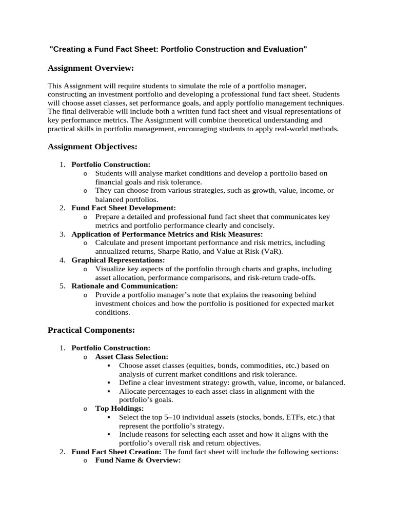 Creating A Fund Fact Sheet Assignment | PDF | Investment Management ...