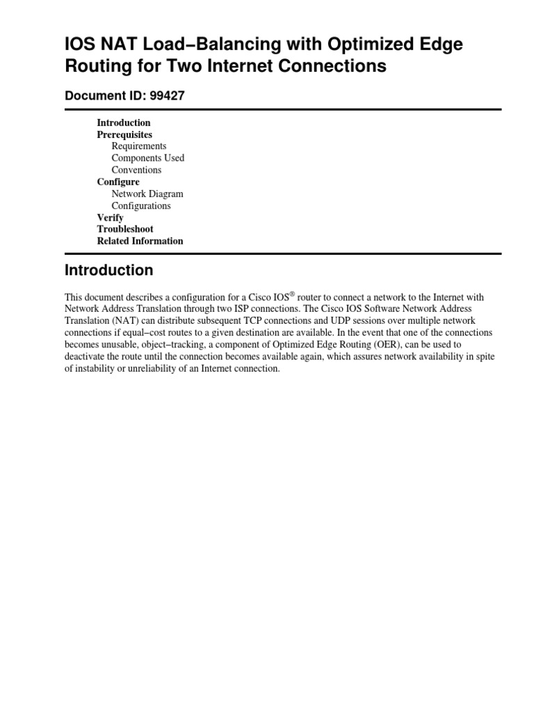 iIOS NAT Load-Balancing With Optimized Edge Routing For Two Internet Connections | PDF | Ip ...