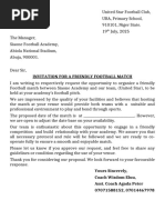 Friendly Match Request Letter Sample | PDF