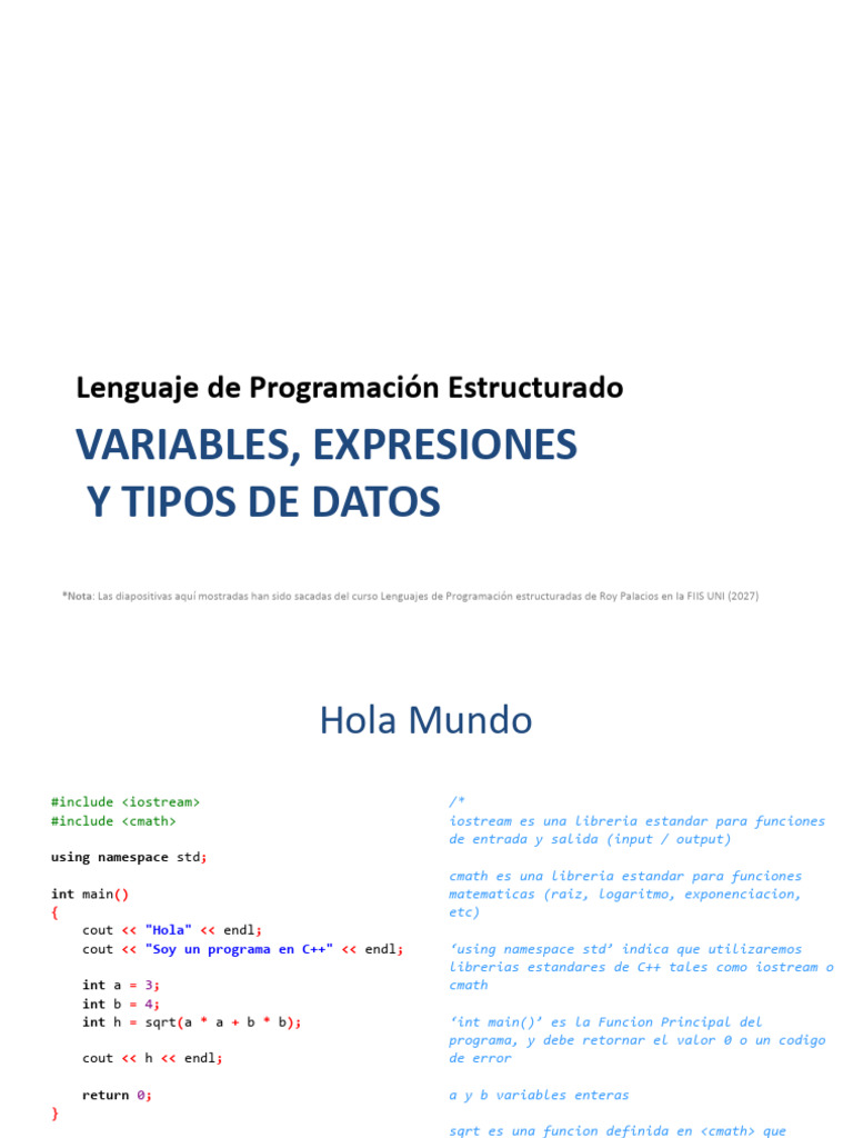 Variables y Tipos de Datos en C++ | PDF | Poco | Variable (informática)