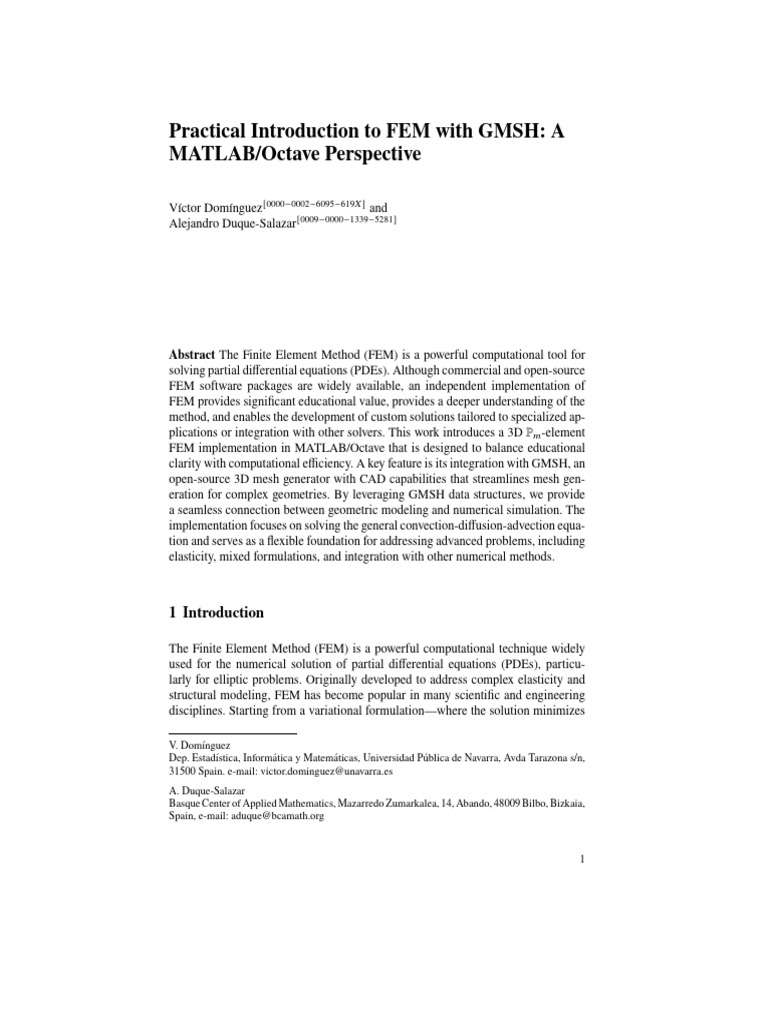 Practical Introduction To FEM With GMSH A MATLABOc | PDF | Finite Element Method | Tetrahedron
