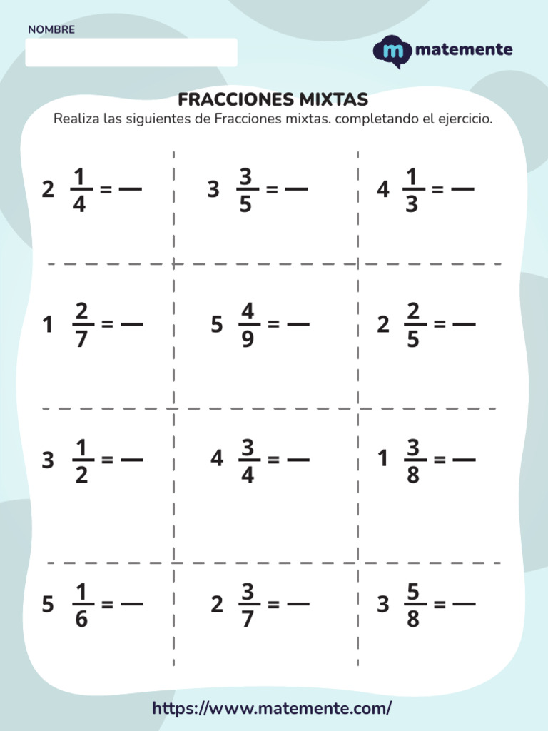 Ejercicios de Fracciones Mixtas | PDF