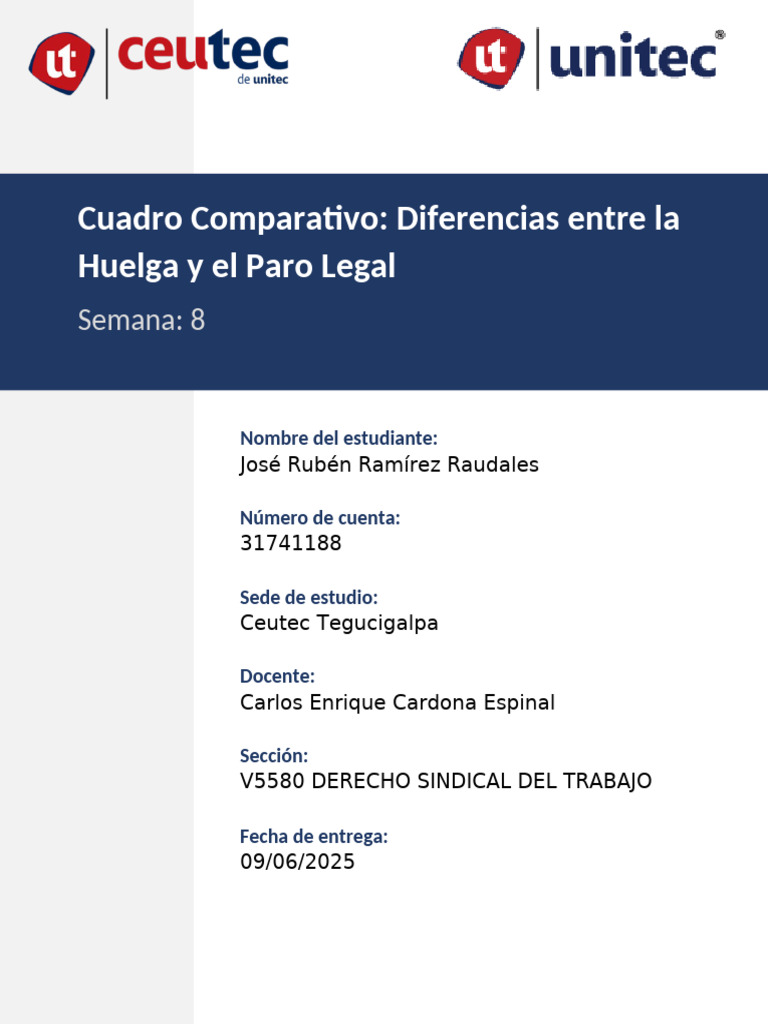 Ramírez - J - S-8 - Diferencias Entre La Huelga y El Paro Legal | PDF | Derecho laboral | Huelga